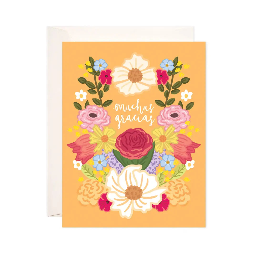 Floral Muchas Gracias Greeting Card - Spanish Thank You Card – Habitat ...