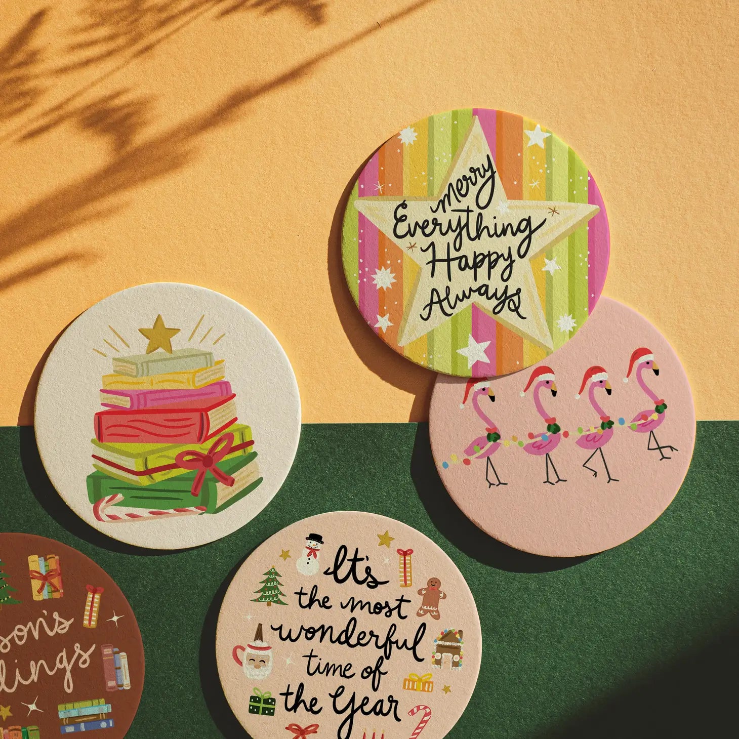 Double-Sided Coaster Set of 4 – Habitat Plants + Coffee