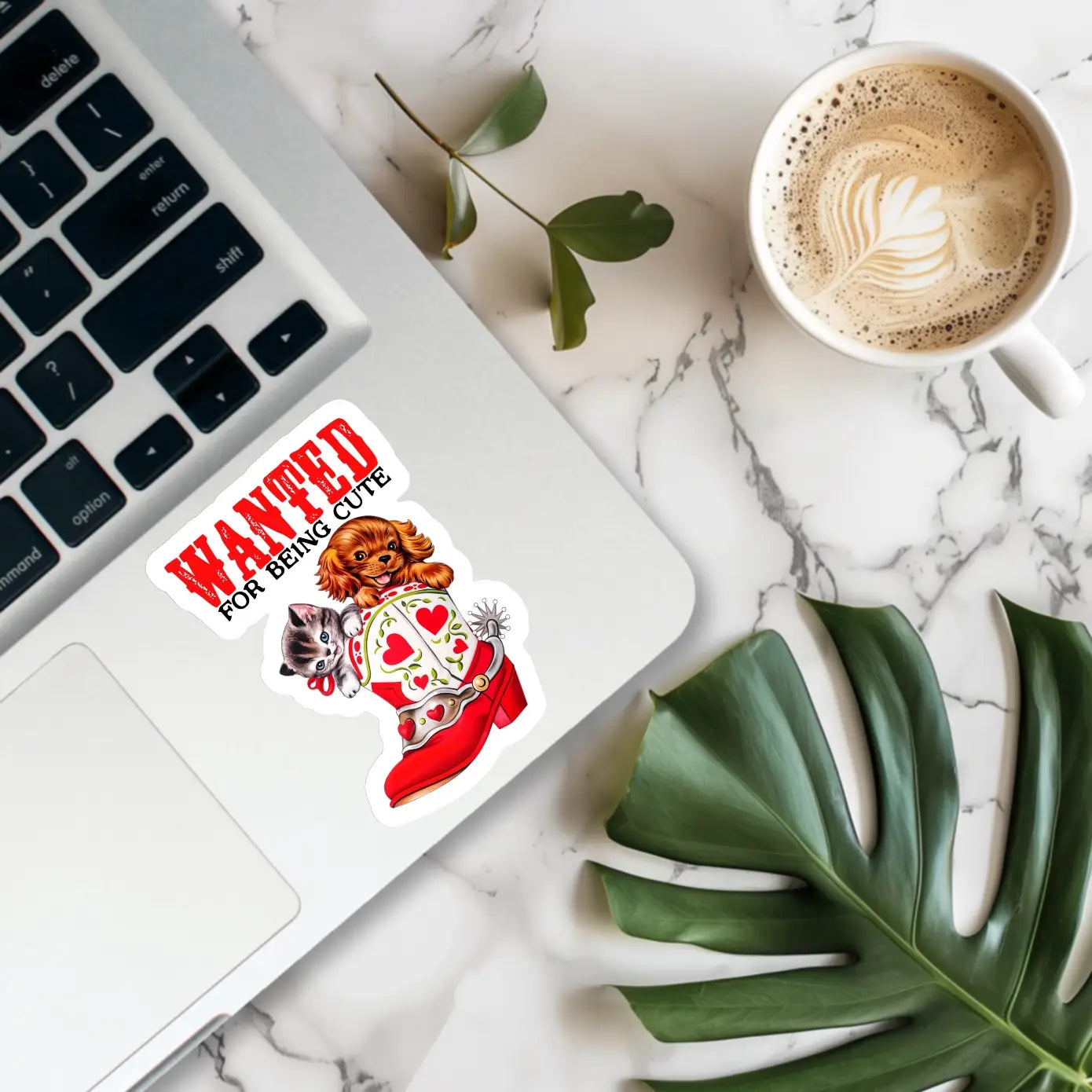 Wanted for Being Cute Sticker – Habitat Plants + Coffee